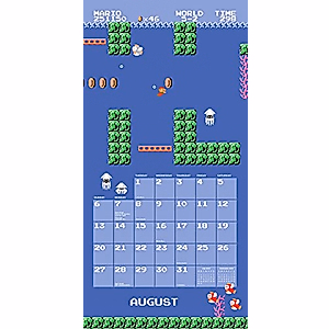 Super Mario 8-Bit Retro 2023 Wall Calendar: With 4 Bonus Die-cut Cards