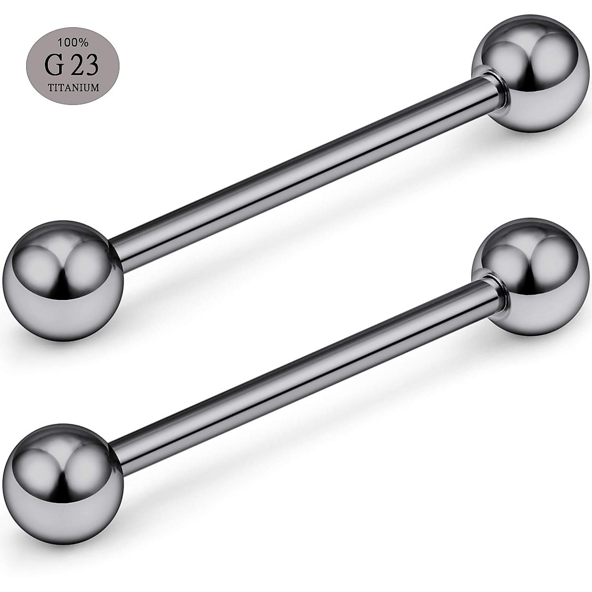 SCERRING Grade 23 Titanium Externally Threaded Nipple Bar Barbell Rings Piercing Retainer 16G 7/8Inch Sold as a Pair