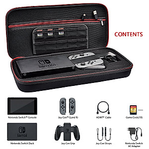 Nintendo Switch Protective Case, Portable Multi-Function Hard EVA Pouch Storage Bag Carrying Case For Nintendo Switch Console &Accessories Black