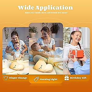 YOTOZU Cat Lamp Kitty Night Light, USB Rechargeable Cute Cat Night Light, 16 Colors Breathing Modes Kid Night Light for Girls, Childrens, Toddler, Baby, and Kids Christmas Gifts