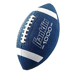 Franklin Sports Youth Football - 1000 Junior Kids Football - Synthetic Leather Youth Junior Football for Kids - Outdoor All-Weather Footballs - Extra Grip Kids Football - 1 Pack - Blue + White