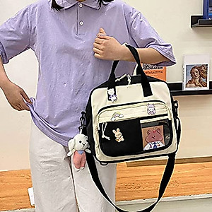 Eaarliyam Backpack with Pin and Accessories Girl Backpack Cute Shoulder Tote Bag Laptop Schoolbag for Students Backpack, Cute Backpack Black