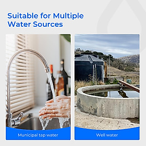 Waterdrop Mega Spin Down Sediment Filter, Reusable Whole House Water Filter System, Backwash Sediment Water Filter Double System 100 Micron+5 Micron PP Filter, BPA Free, 1" MNPT + 3/4" FNPT