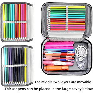 emgv jpoo High Capacity Zipper Pens Pencil Case- Multi-Functional Stationery Pencil Pouch 72 Slots Colored Portable Pencil Case Bags for Office College School (pink)