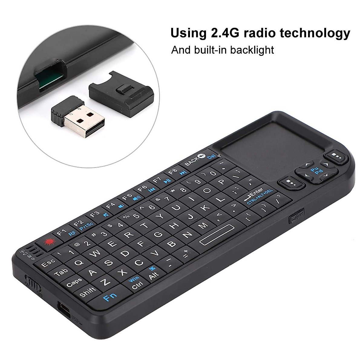 125 2.4G Mini Wireless Keyboard with Touchpad Mouse, 69 Keys USB Wireless Keyboard, 3-in-1 Multifunction UKB-100-RF USB Pocket Mini Wireless Keyboard for PC/Tablets/TV/Xbox/Smartphones