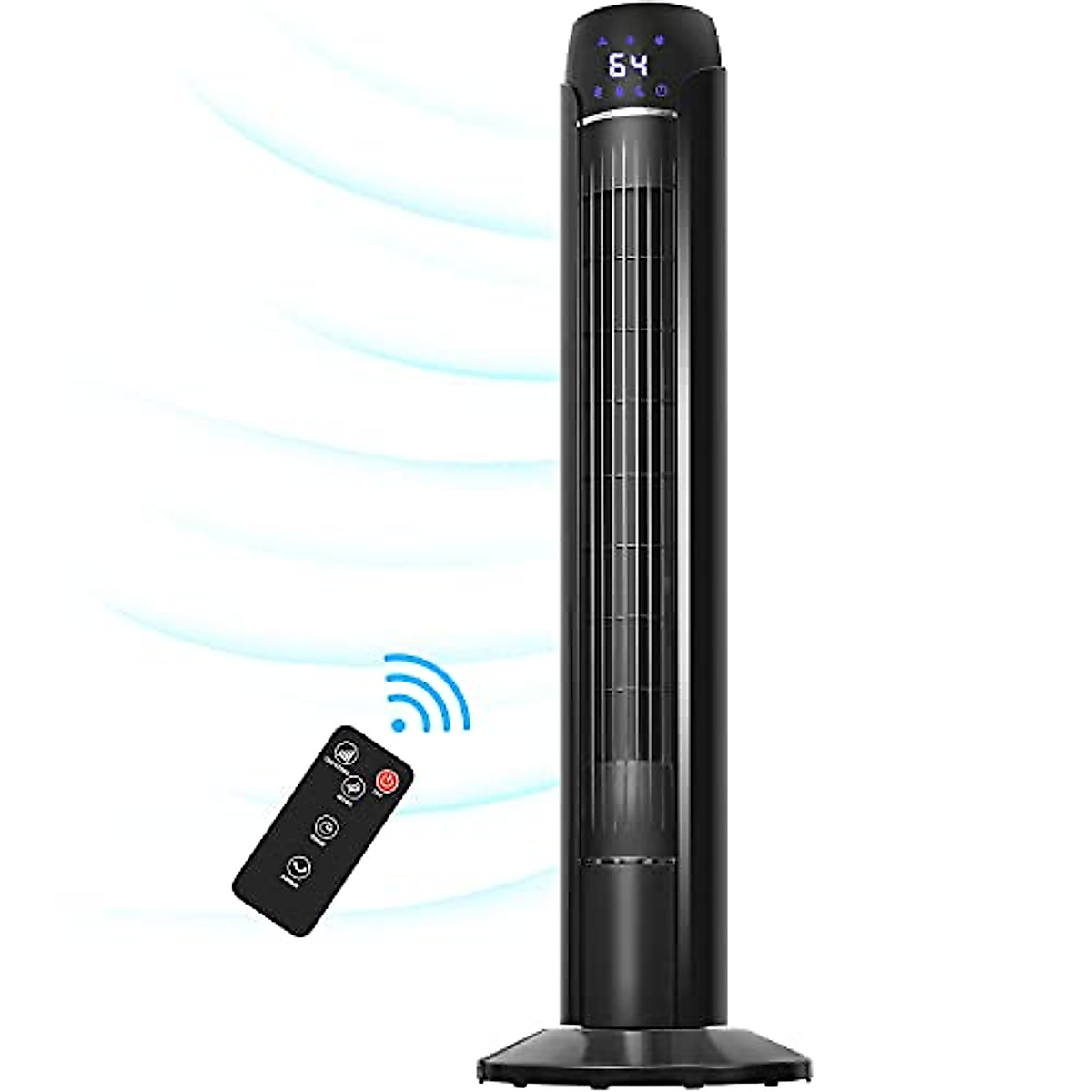 KEGIAN Tower Fan, 36" Oscillating Tower Fan with Remote, 15H Timer Electric Quiet Cooling Fan with LED 3 Wind Speeds 3 Modes Portable for Bedroom,Office,Home (Black)