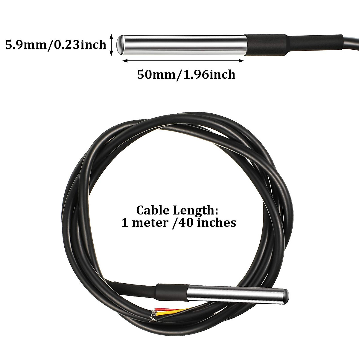 Weewooday DS18B20 1 m/ 3.2 Ft Digital Temperature Thermal Cable Waterproof Probe Sensor -55°C to +125°C, Compatible with Arduino/Raspberry Pi(15 Pieces)