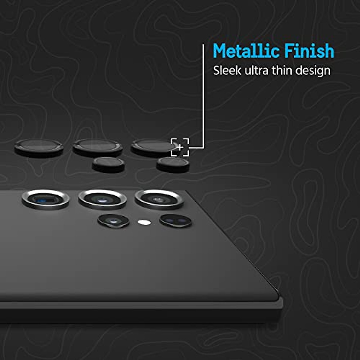 Pelican Samsung Galaxy S23 Ultra Camera Lens Protector w/ Metal Rings - 9H Tempered Glass - Durable Anti-Scratch Tech & Anti-Shatter - Ultra HD View with Night Shooting & Case Friendly, Easy Install