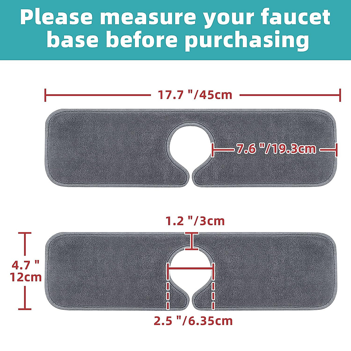 Sink Faucet Mat for Kitchen: PoYang Kitchen Sink Splash Guard Behind Faucet, Kitchen Faucet Absorbent Mat, Faucet Mat for Kitchen Sink, Microfiber Cloth Faucet Mat (4 Pack, 17.7''x4.7'')