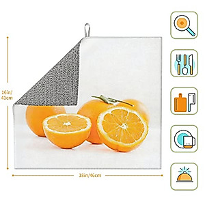 Fresh oranges Printed Drying Mat For Kitchen Ultra Absorbent Microfiber Dishes Drainer Mats Non-Slip Silicone Quick Dry Pad - 18 X 16inch