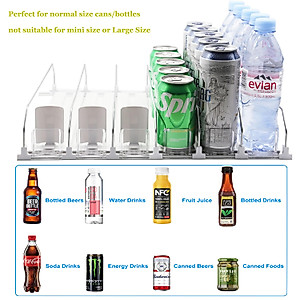 FOEJCHD Assembly-Free Drink Organizer for Fridge,Soda Can Organizer for Refrigerator with Pusher Glide - Holds up to 15 Cans