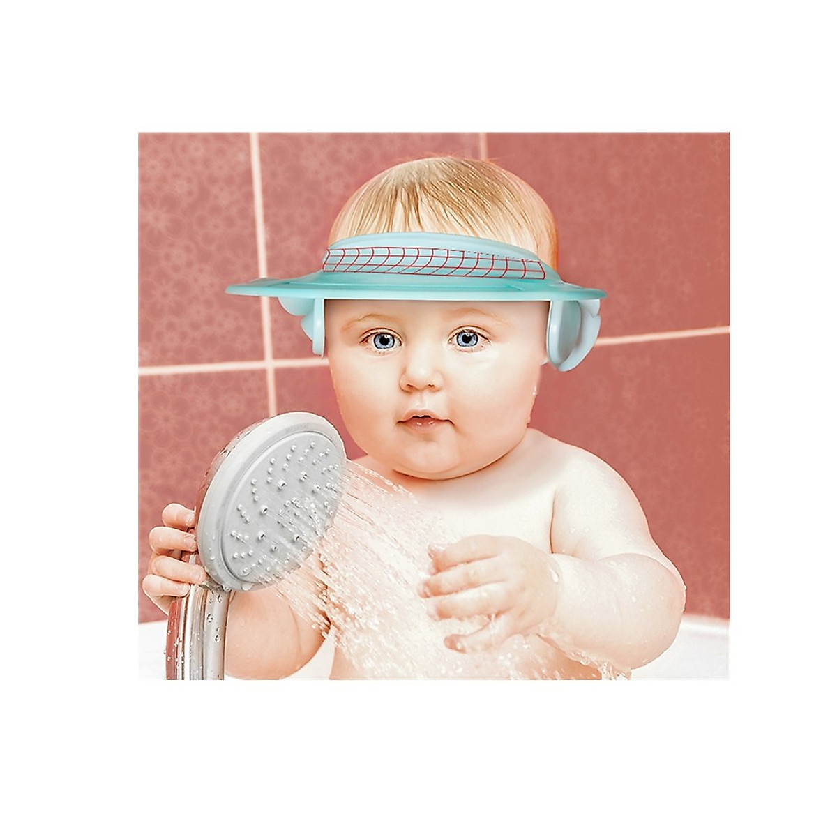 HiCat Baby Children Kids Shampoo Shower Bathing Cap Hat, Elastic Soft Comfortable Adjustable Wash Hair Shield Hat for Baby Kids, Silicone Protect Soft Cap Hat for Protecting Eyes and Ears (Blue 02)