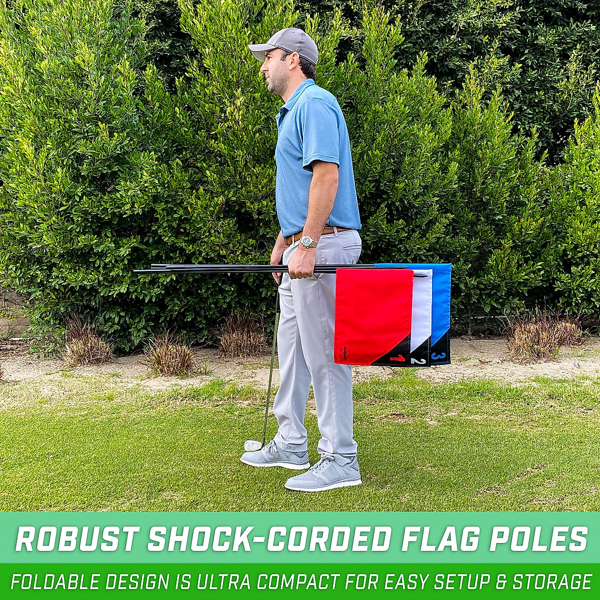 GoSports Golf Flags 3 Pack Great for Practice and Backyard Family Golf Games