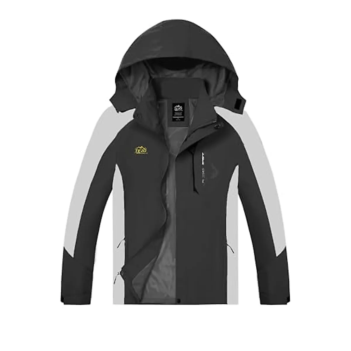 TEZO Mens Rain Jacket Waterproof with Hooded Hiking Coat Lightweight Windbreaker(BK M)