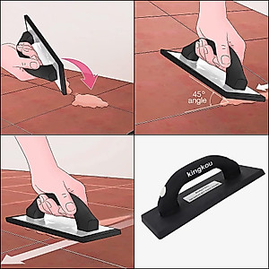 EMILYPRO Kingkou Urethane Rubber Grout Float 4In x 10-1/2In with Soft Grip Handle for Flexible Stone - 1pcs