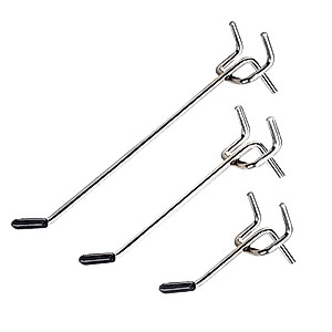 Cuyacili 30 pcs Pegboard Hook Round Hole Board Hook Wall Storage Rack Display Supermarket Snack Rack Kitchen Shelf Tool Storage Crafts Organizer Hook with Rubber Tipped(2inch/4inch/6inch)