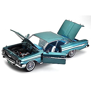 1961 Chevy Impala Sport Coupe Twilight Turquoise Metallic with Turquoise Interior American Collectibles Series 1/18 Diecast Model Car by Sun Star SS-2109