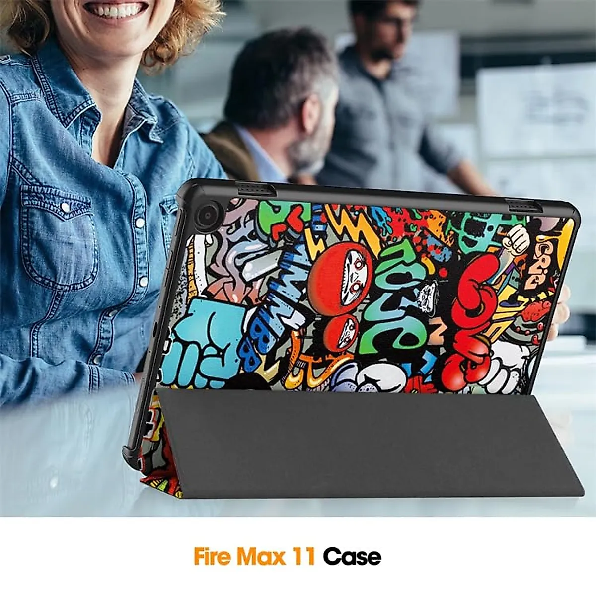 Case for Amazon Fire Max 11 Tablet (13th Generation, 2023 Release), Slim Folding Stand Cover Case for Fire 11 Tablet with Auto Wake/Sleep, Graffiti
