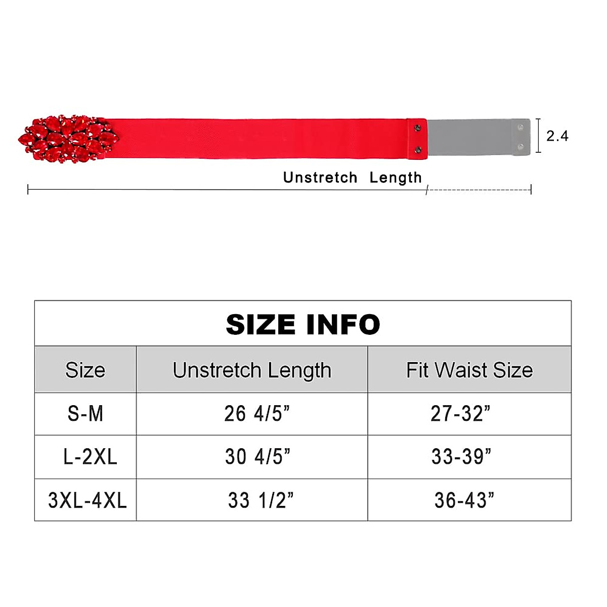 Dorchid Women Rhinestone Belt Crystal Elastic Waist Floral Cummerbund for Dress Red