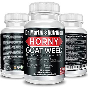 Super Strength 1590mg Horny Goat Weed 120 Capsules With Maca Arginine & Ginseng - Naturally Boost your Health, Workout Performance, Endurance & Energy, Joint Health For Men & Women (120C)