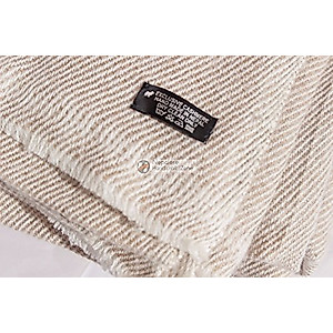 Handicraft Mart Himalayan Extra Large Cashmere Throw,Natural Cashmere Blanket 90" x 108",Hand Made in Nepal … (Beige)