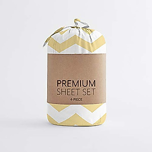 ienjoy Home 4 Piece Sheet Set Patterned, Calking, Arrow Yellow