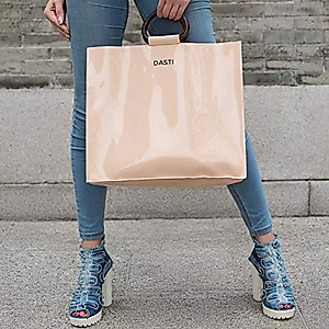 Designer Plastic purses and handbags - Vynyl Clear Transparent Bag - PVC Bags clear Purse - Waterproof Designer Clear Handbags - Bolsa Trasparente de Mujer (High Glass Powder)