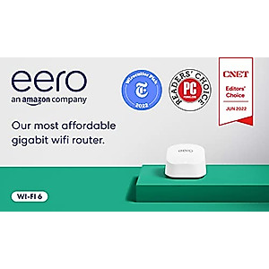 Amazon eero 6+ mesh Wi-Fi router | 1.0 Gbps Ethernet | Coverage up to 1,500 sq. ft. | Connect 75+ devices | 1-Pack | 2022 release