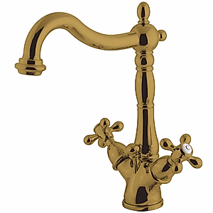 Elements of Design ES1432AX New Orleans 2-Handle 4" Centerset Lavatory Faucet with Brass Pop-up & Optional Deck Plate, 6- 1/2", Polished Brass