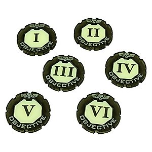 LITKO WHv8: Premium 2-Tone, Objective Token Set, Numbered 1-6 (6)