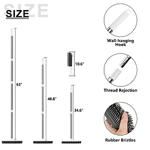 Loonpon Rubber Broom for Pet Hair Remover,63 inch Pet Hair Removal Broom with Squeegee,Rubber Fur Remover Brush for Fluff Carpet Hardwood Floor Tile Window