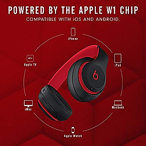 Beats Studio3 Wireless Noise Cancelling Over-Ear Headphones - Defiant Black-Red with AppleCare+ (2 Years)