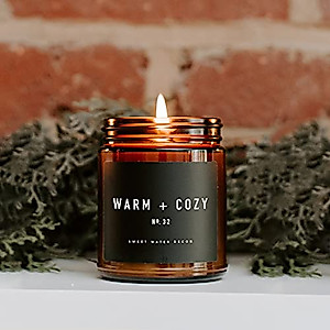 Sweet Water Decor Warm and Cozy Candle | Pine, Orange, Cinnamon, and Fir Winter Scented Soy Candles for Home | 9oz Amber Jar, 40 Hour Burn Time, Made in the USA