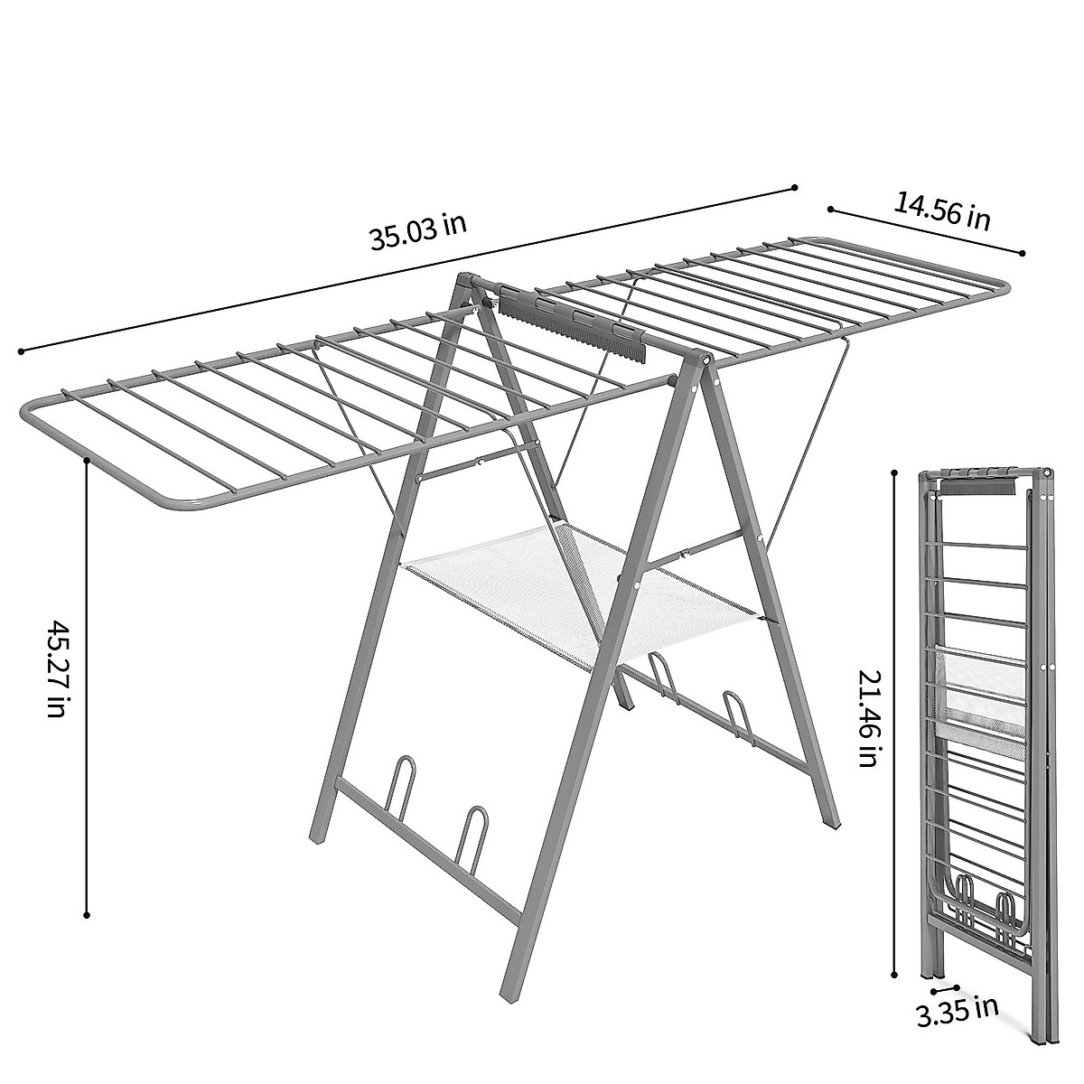 APEXCHASER Ultra Thin Drying Rack – Foldable Clothes Drying Rack with Enhanced Capacity - Convenient and Space-Saving, with Adjustable Wings.