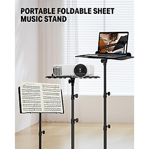 Donner Sheet Music Stand with Light, DMS-1 Portable Metal Music Stand, Tabletop Music Book Stand for Guitar, Ukulele, Violin Players