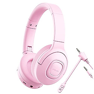 E5 Kids Wireless Headphones with Microphone, Bluetooth 5.0 Over Ear Wireless Kids Headphones with Volume Control 85dB/93dB, 40H Playtime,Sharing Function,for School/iPad/Tablet/Boys/Girls (Pink)