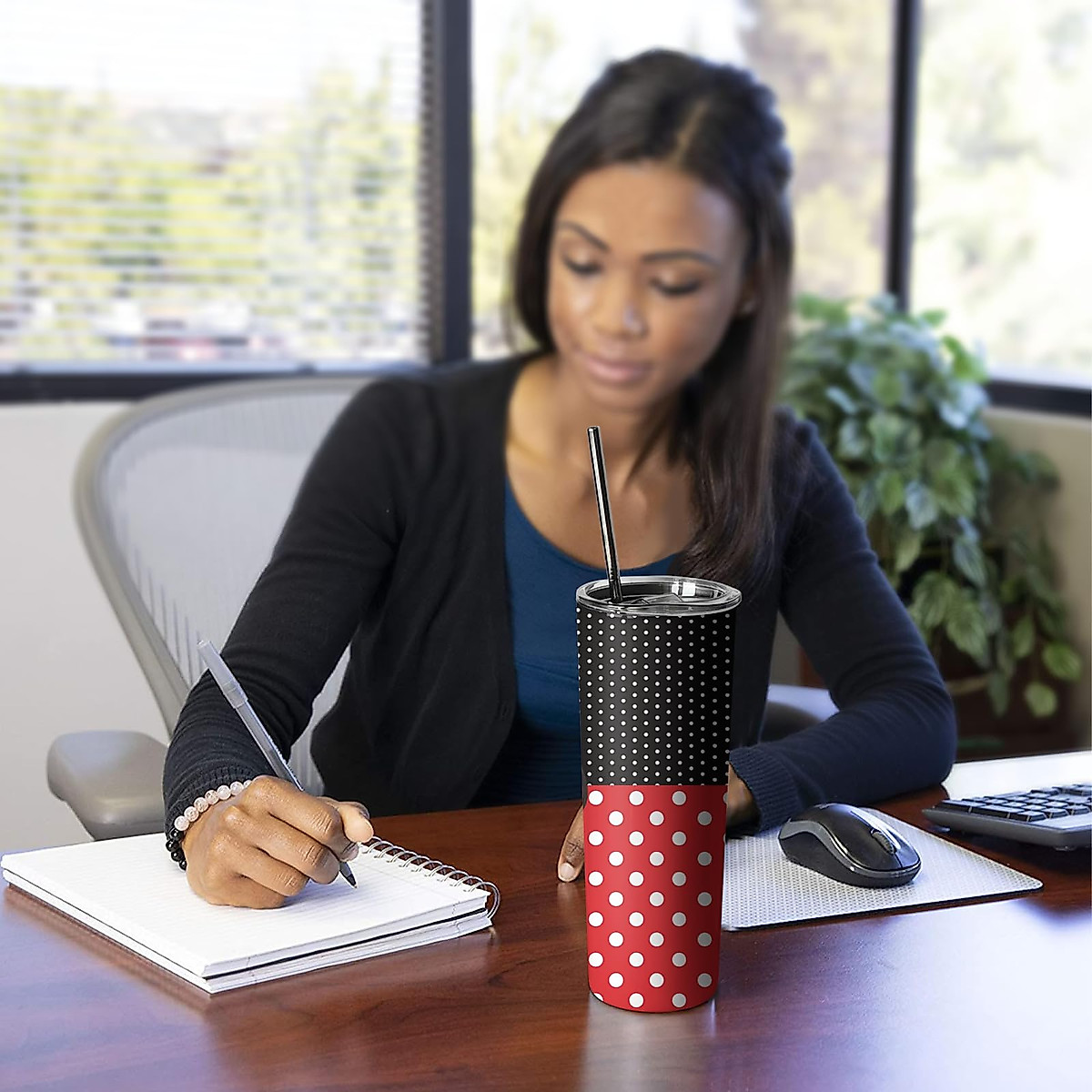 thmasamwr Cute Mouse Skinny Tumbler With Straw and Lid, Stainless Steel 20oz Insulated Coffee Travel Mug, Cartoon Mouse Gifts Cups for Women and Girls