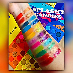 UCANBE 54 Colors Splashy Candies Eyeshadow Palette, Highly Pigmented Matte Shimmer Soft Creamy Glitter Rainbow Bright Powder Eye Shadow Blendable Waterproof Long Lasting Makeup Pallet…