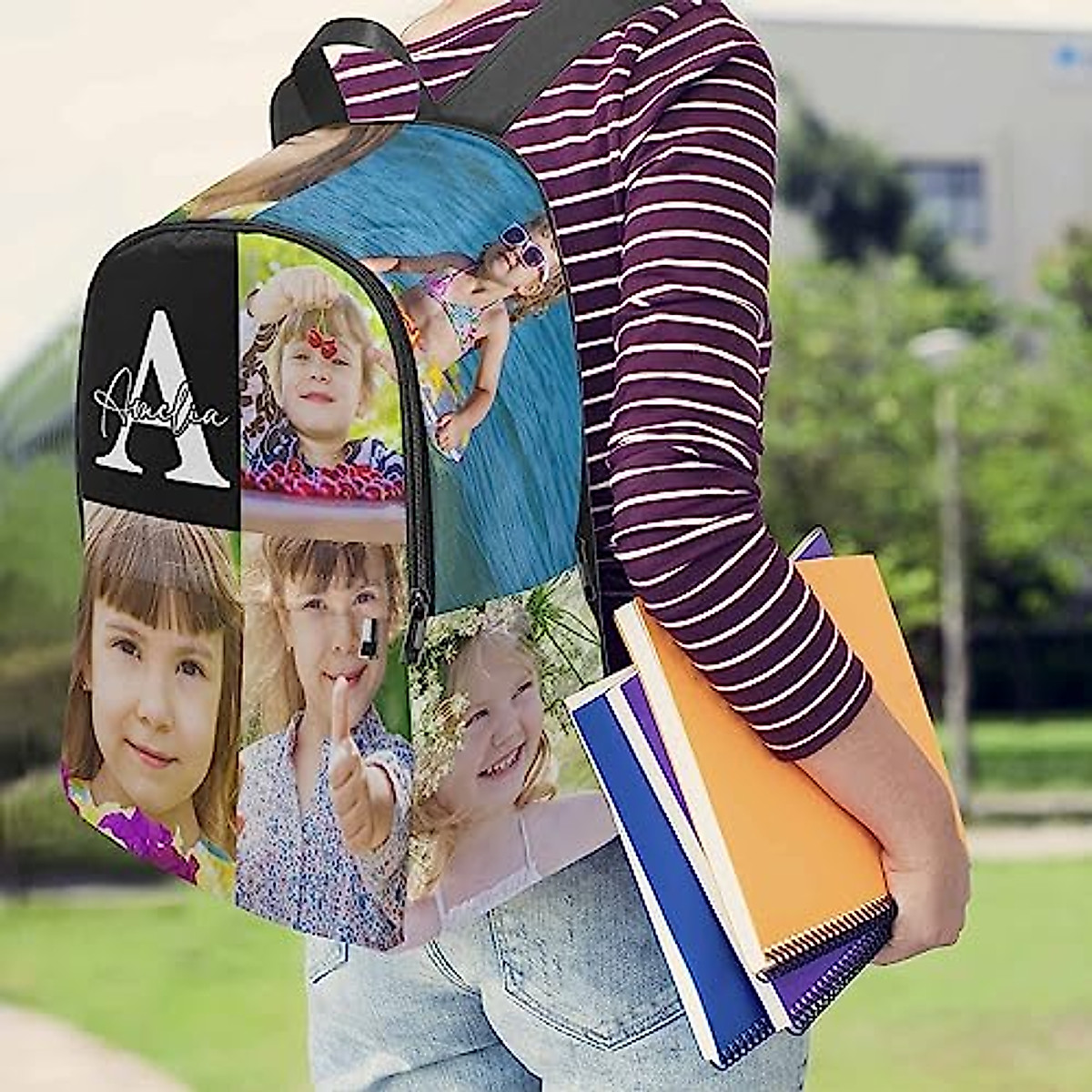 M YESCUSTOM Customized Girls Scoolbag with Name Personalized Picture Kid Backpack Book Bag for Kindergarten Elementary Middle School Back Casual Bookbags for Back to School Travel Picnic