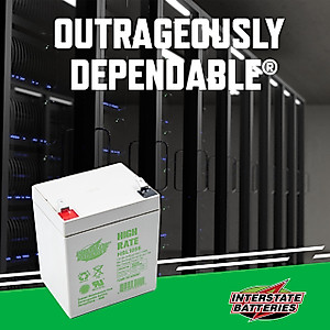 Interstate Batteries 12V 5Ah High Rate Battery (F2 Terminal) SLA AGM VRLA Fireproof Rechargeable Replacement for UPS Systems, Servers, Backup Power (HSL1056)