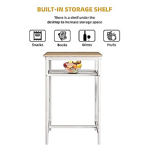 YOFE Bar Table Set for 2, Pub Table High Top Table,3 Pieces Pub Dining Table Set,Square Bar Table with Stools for Kitchen, Apartment, Small Space (White, Square)