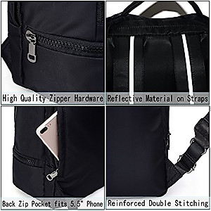 UTO Fashion Nylon Backpack Functional School Gym Sport Hiking Bag Reflective Straps E Black