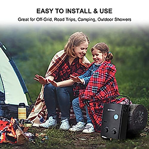 Portable Tankless Water Heater, Camplux 1.32 GPM Outdoor Propane Gas Camp Shower with Portable Handle, Black