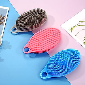 3 Set of Multifunctional Silicone Body Scrubber Loofah Soft and Skin-Friendly-,Easy to Clean,Scalp Massage ，Durable and Hygienic - Suitable for Various People and Pets (3 Count)