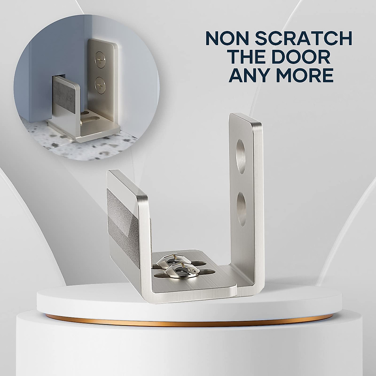 EaseLife Sliding Barn Door Bottom Floor Guide,U Shape,Flexible Adjustable Fit Distance,Flush Flat Bottom Design,Wall Mount System,for Door & Cabinet,Brushed Nickle