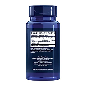Life Extension High Potency Optimized Folate, 8500 mcg - L-Methylfolate For Brain & Heart Health - Active Form of 5-MTHF Supplement - Gluten-Free, Non-GMO, Vegetarian - 30 Count
