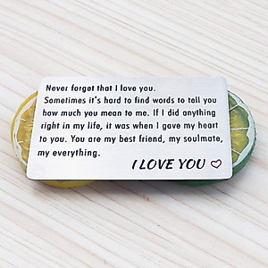 Engraved Wallet Card Insert, Stainless Steel Anniversary Wallet Cards Gifts from Wife for Husband Men Boyfriend