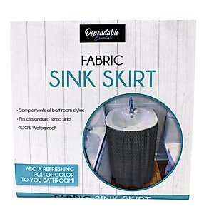 Diamond Stitch Fabric Bathroom Sink Skirt Utility Sink Waterproof Fits Standard Size Sinks Adds Bathroom Storage (Silver-Gray) Large