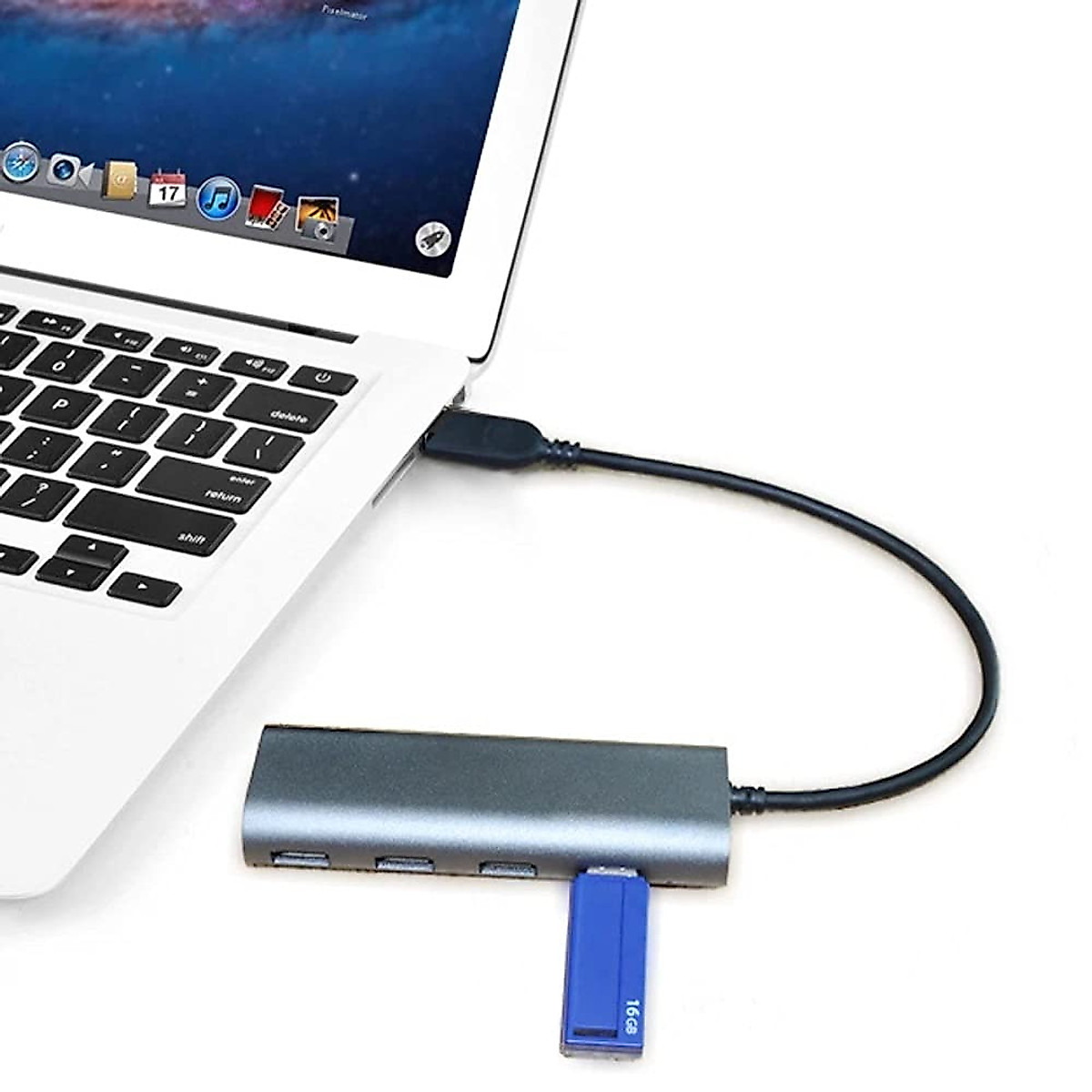 SHYPT 4-Port USB 3.0 Aluminum Alloy Hub Multi-Function High Speed Adapter for Laptop