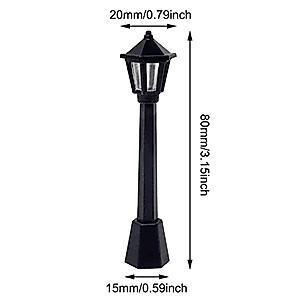 HONBAY 12PCS Mini Street Light Model Railway Train Lamp Miniature Plastic Village Pathway Lantern Post for Micro Landscape Fairy Garden Accessories